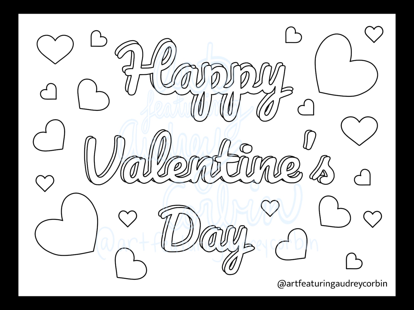 Happy Valentine's Day Coloring Page for Kids and Adults Instant ...