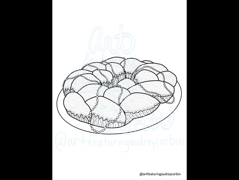 King Cake Mardi Gras Coloring Page for Kids and Adults Instant Download ...