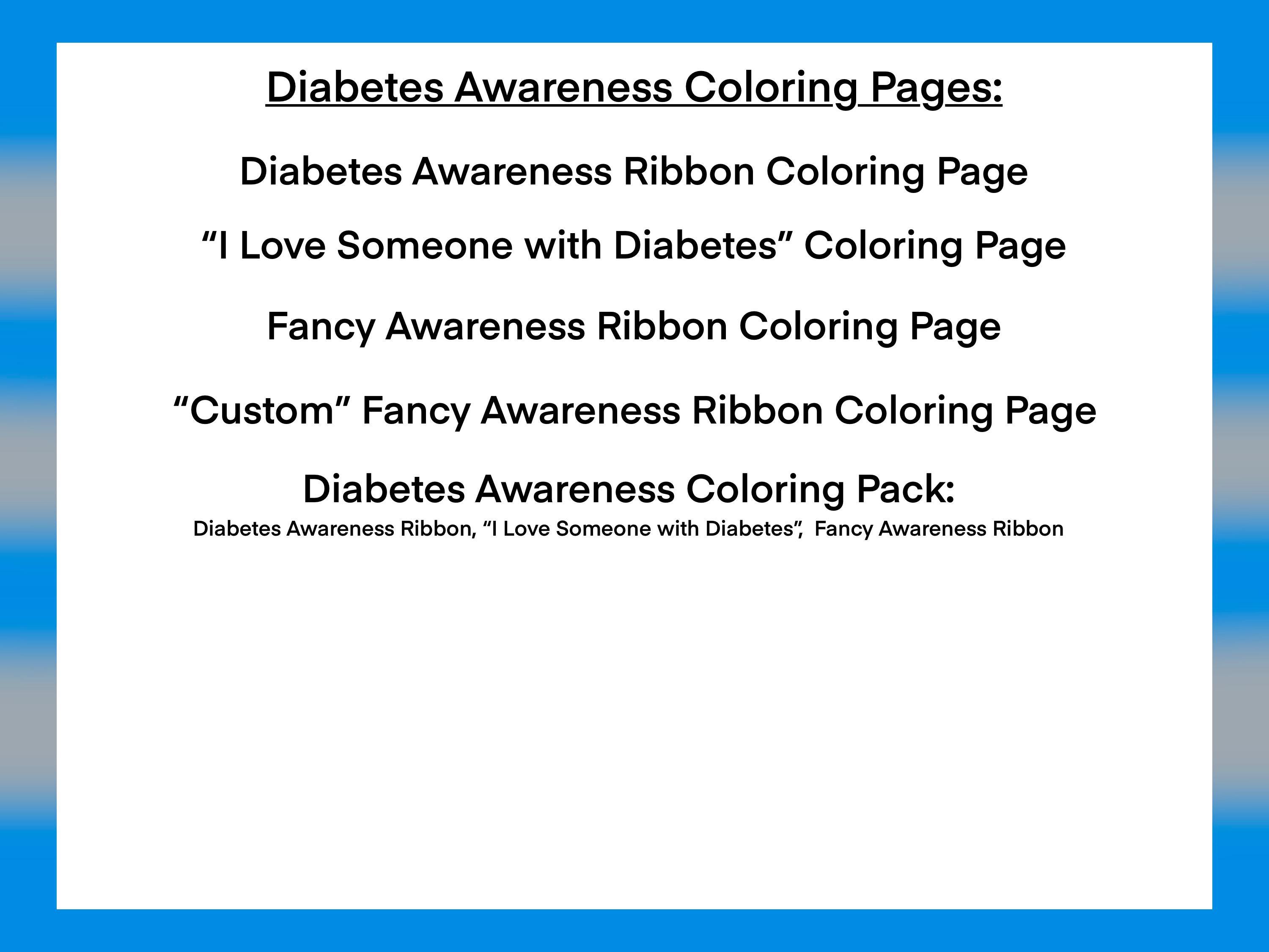 Diabetes Awareness Coloring Pages Ribbon Designs for Kids and Adults ...
