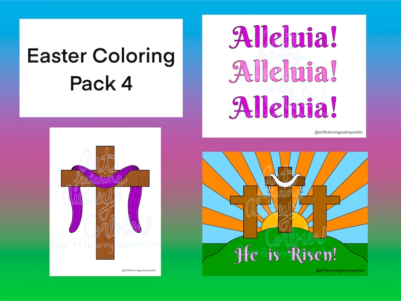 Pack 4 Easter Coloring Pages for Kids and Adults Instant Download ...