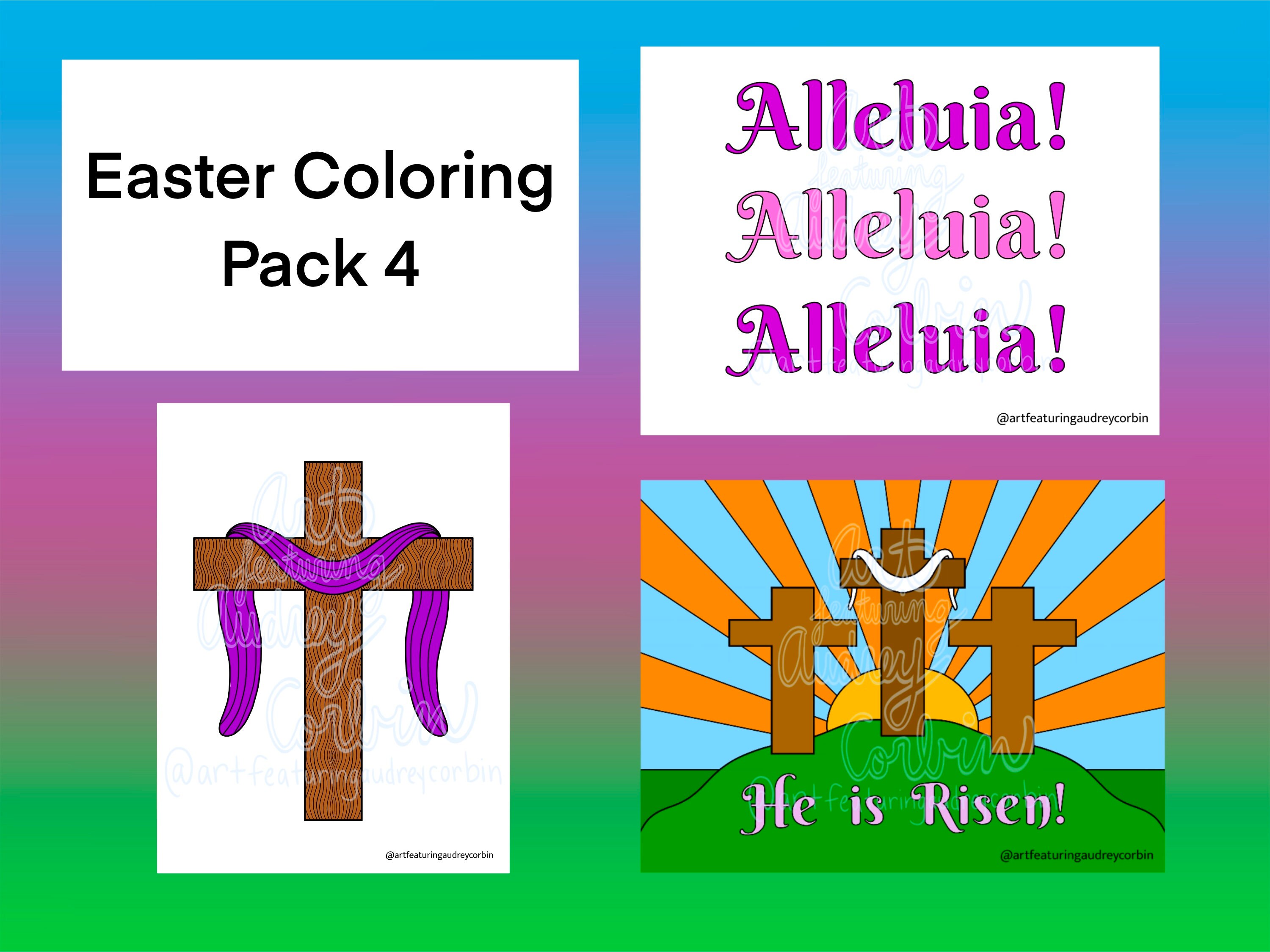 Pack 4 Easter Coloring Pages for Kids and Adults Instant Download ...