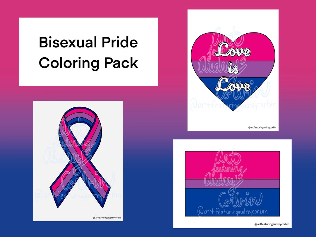 Bisexual Pride Awareness Coloring Pages Ribbon Designs for Kids and ...