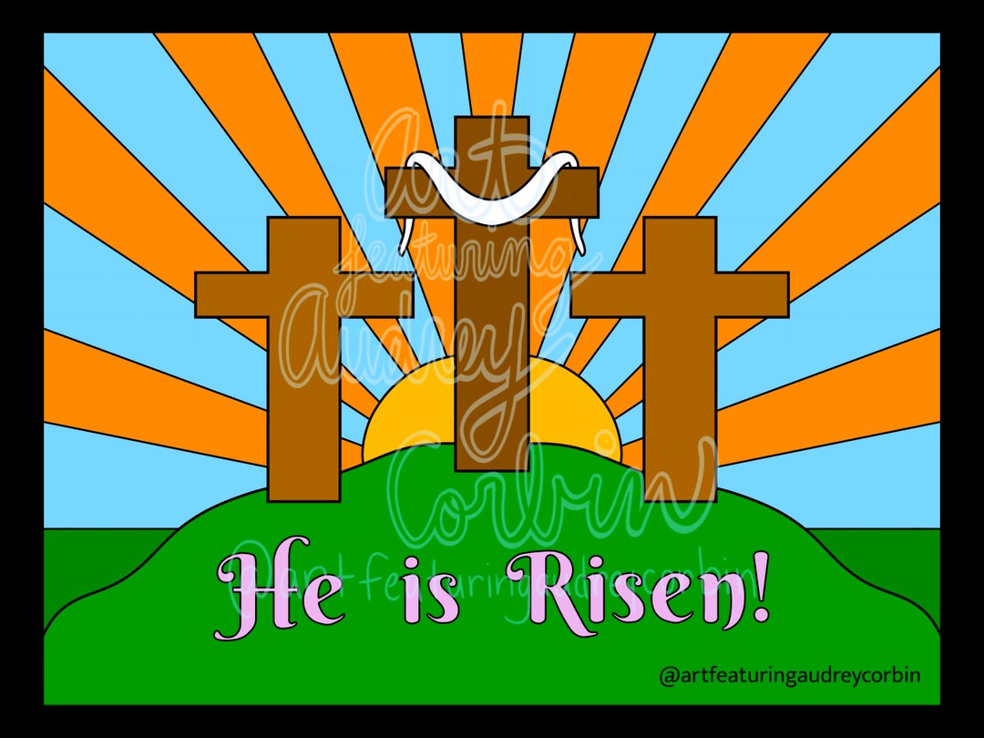 He is Risen Easter Coloring Page for Kids and Adults Instant Download ...