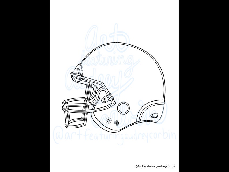 Football Helmet Coloring Page for Kids and Adults Instant Download ...