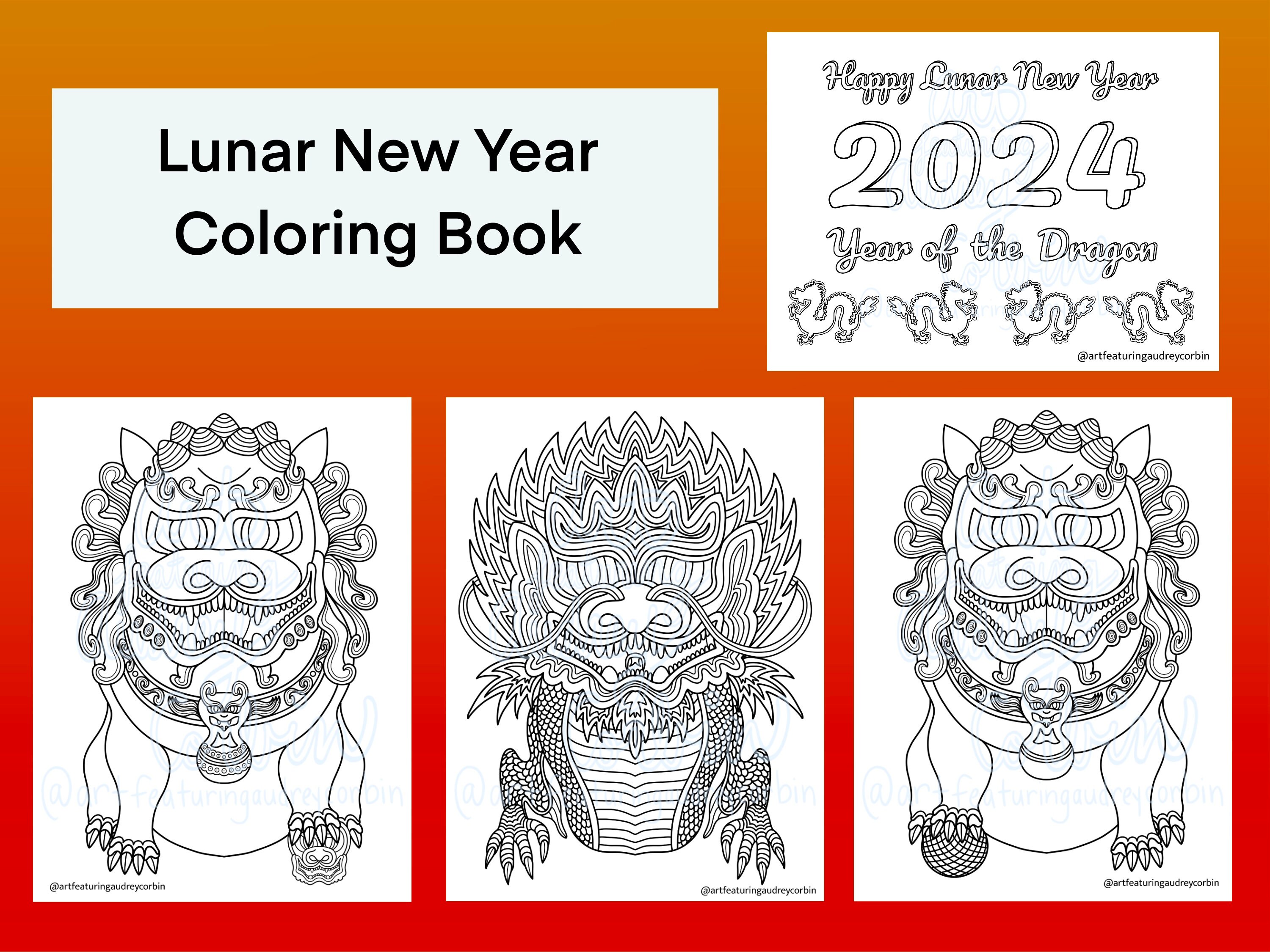 Lunar New Year 2024 Coloring Book for Kids and Adults Instant Download ...