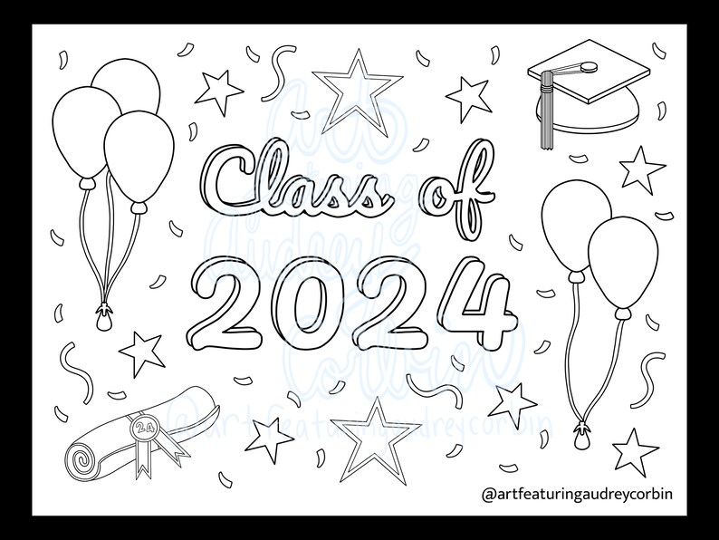 Class of 2024 Graduation Coloring Page for Kids and Adults Instant ...