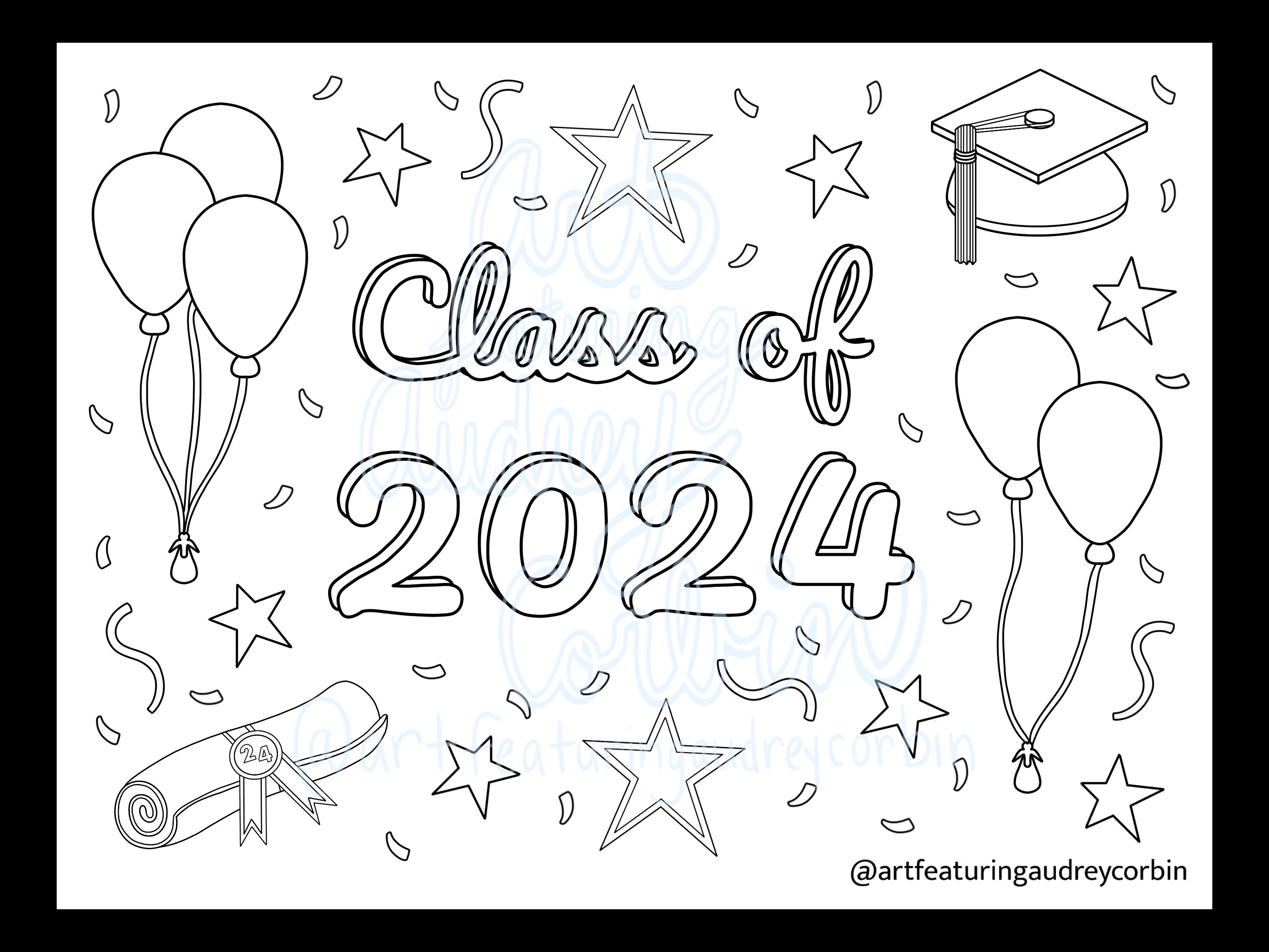 Class of 2024 Graduation Coloring Page for Kids and Adults Instant ...