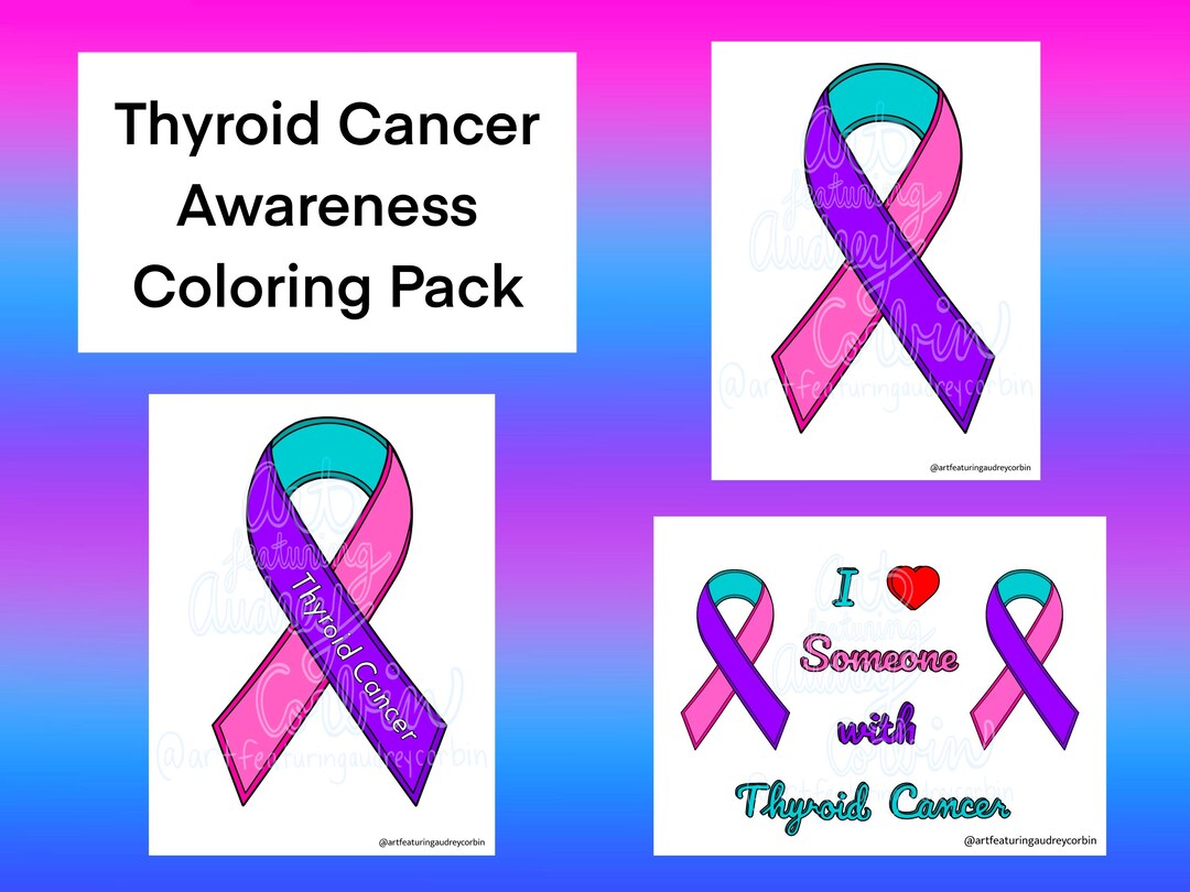 Thyroid Cancer Awareness Coloring Pages Ribbon Designs for Kids and ...