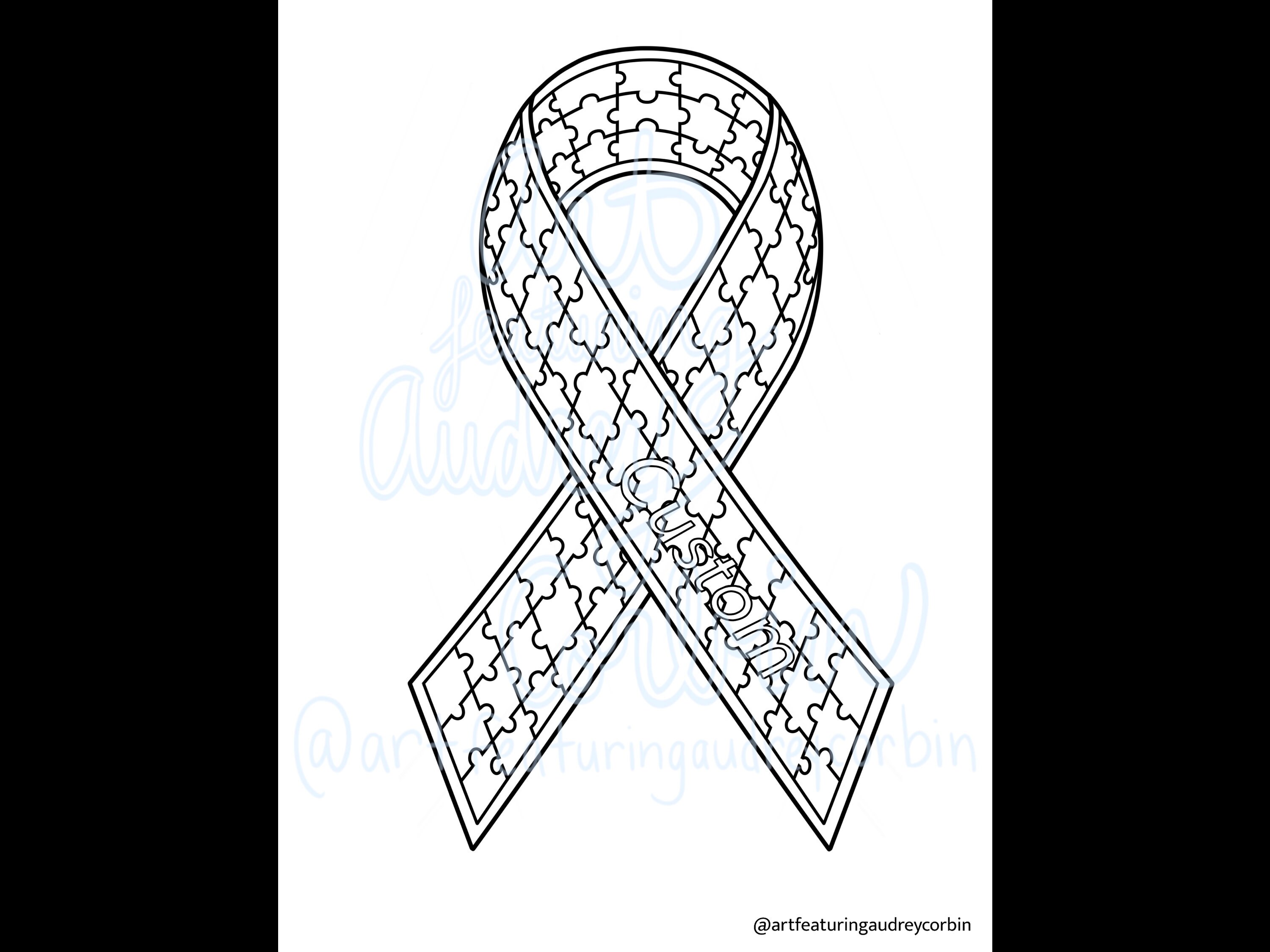 Custom Puzzle Piece Ribbon Coloring Page for Adults and Kids - Etsy