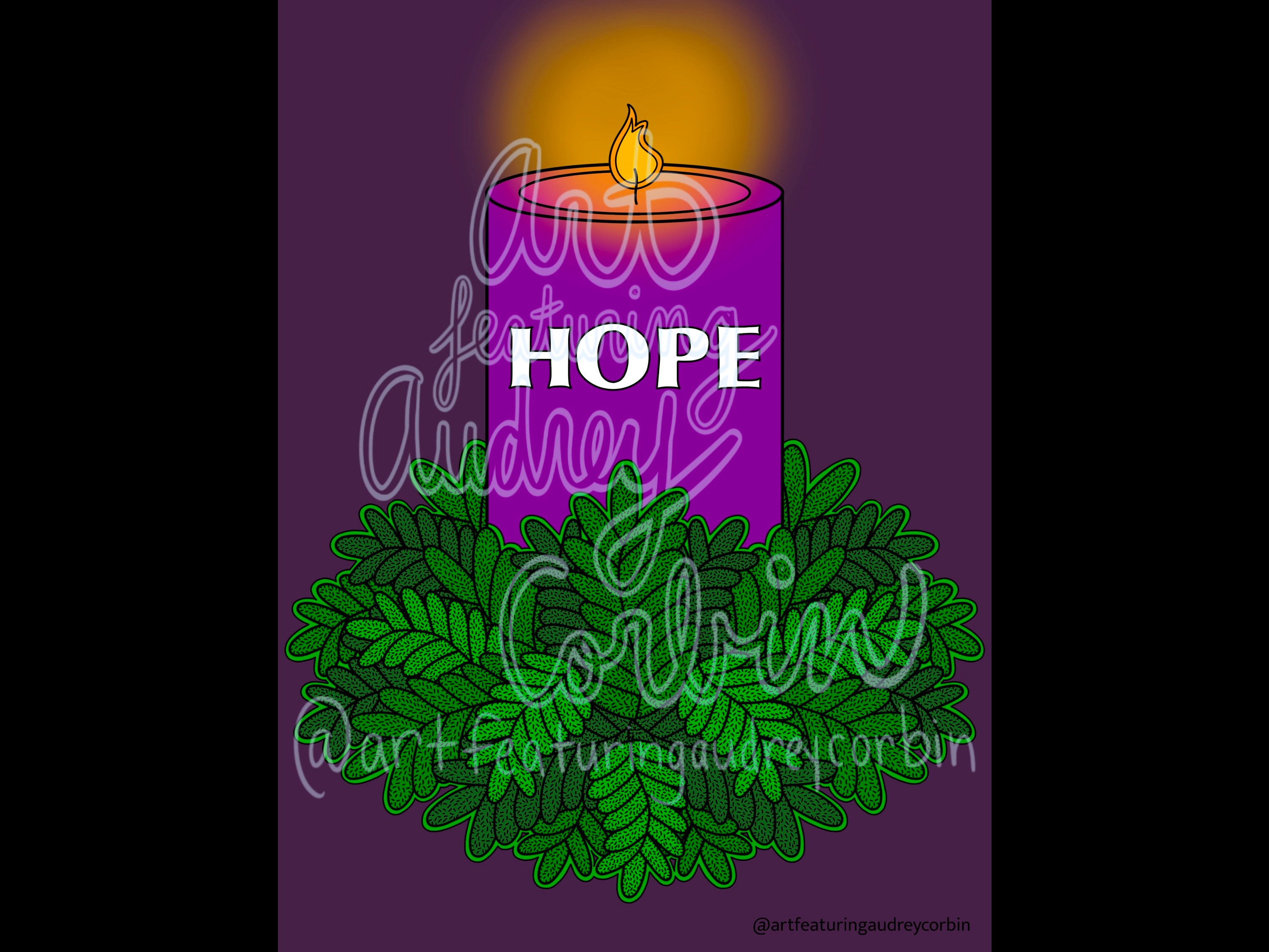 Hope Candle Advent Wreath Coloring Page for Kids and Adults Digital ...