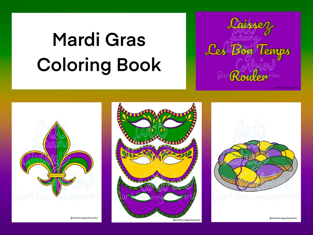 Mardi Gras Coloring Book for Kids and Adults Instant Download Coloring ...