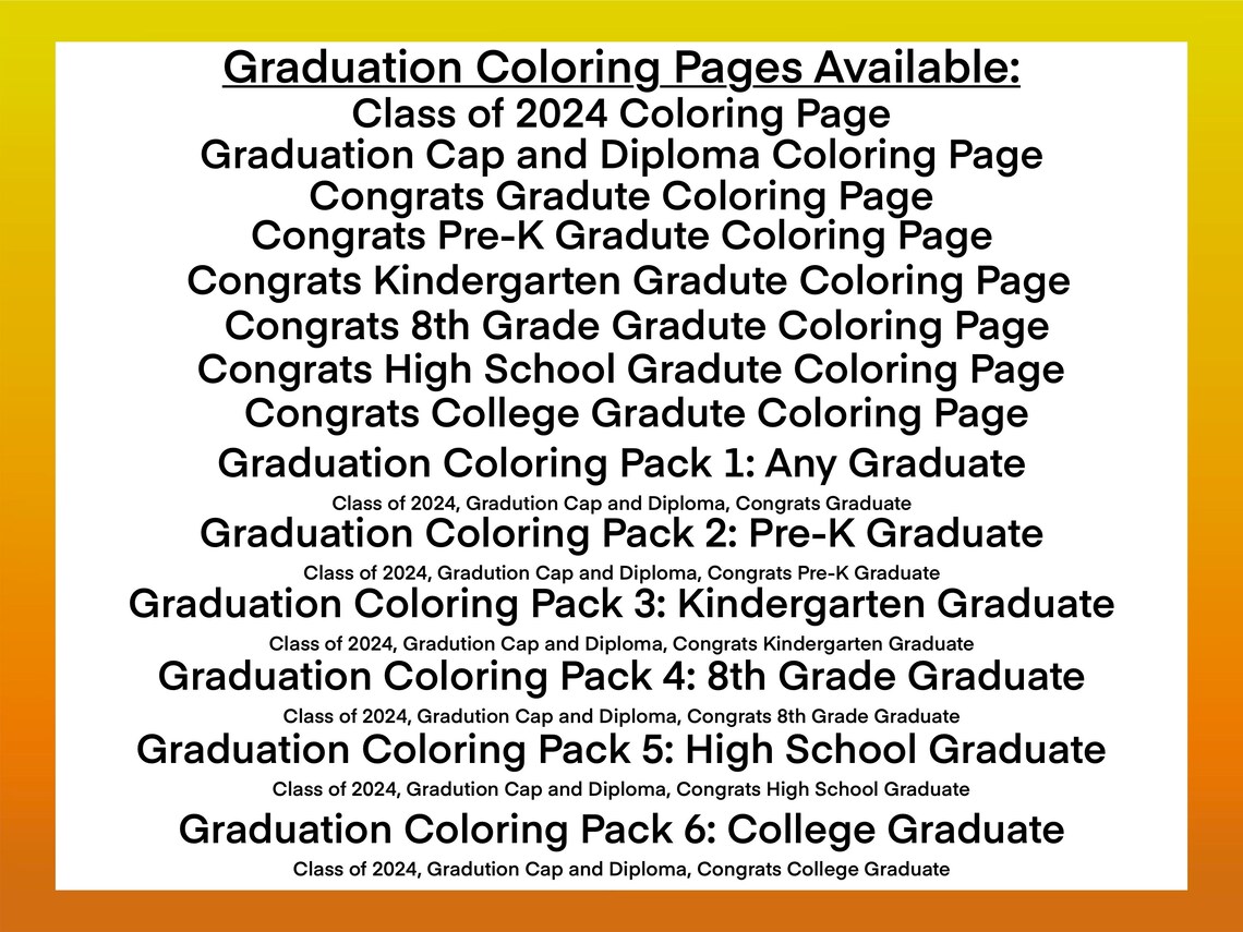 Kindergarten Graduation Coloring Pages for Kids and Adults Instant ...
