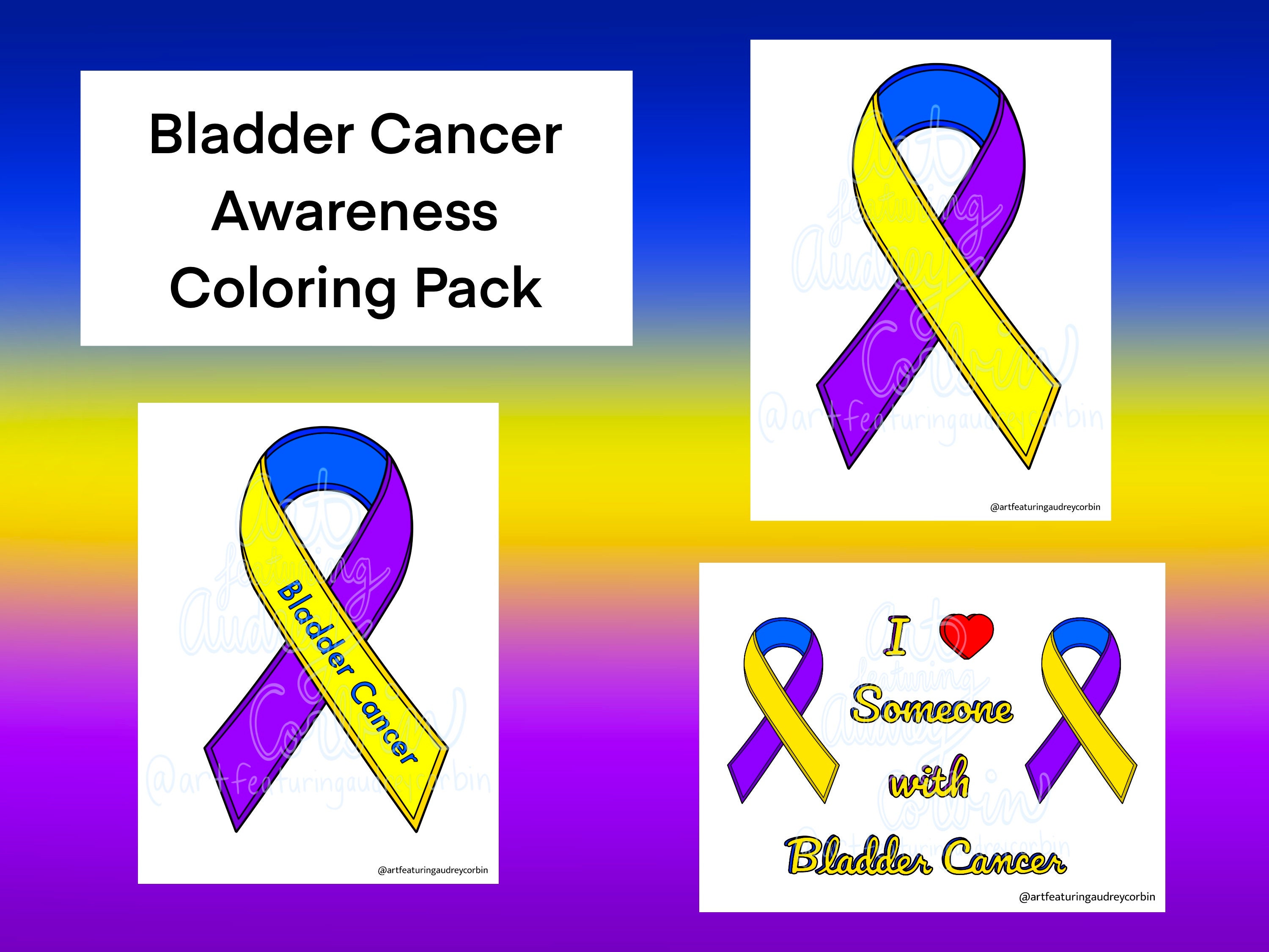 Bladder Cancer Awareness Coloring Pages Ribbon Designs for Kids and ...