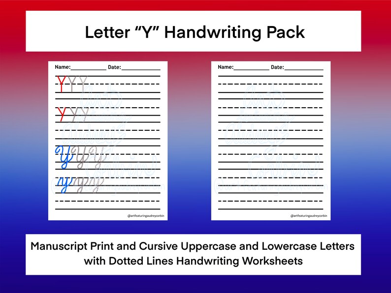 Letter Y Print and Cursive Handwriting Worksheet for Kids and Adults ...