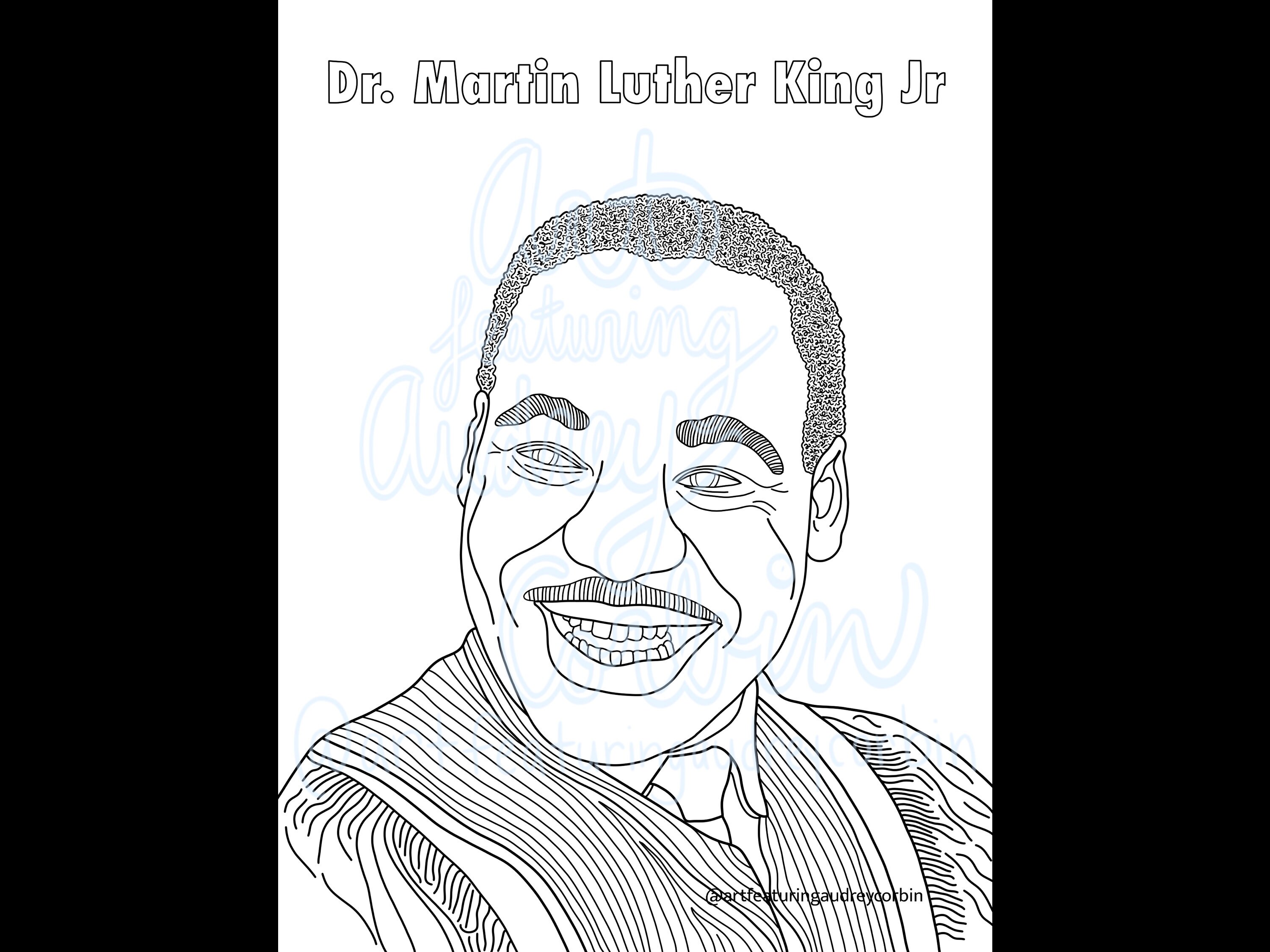 Dr Martin Luther King Jr Coloring Page for Kids and Adults Instant ...