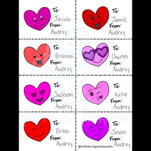 DIY Valentines Heart Emojis Coloring Page for Kids and Adults Instant ...