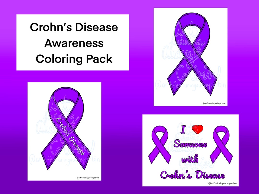 Crohn's Disease Awareness Coloring Pages Ribbon Designs for Kids and ...