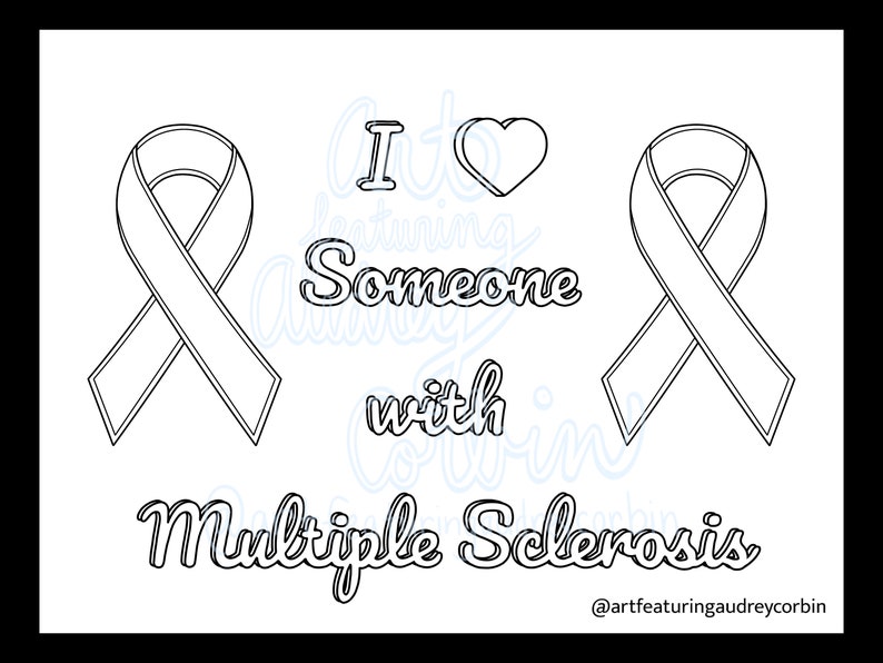 Multiple Sclerosis Awareness Coloring Pages Ribbon Designs for Kids and ...