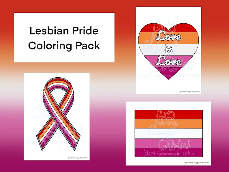 Lesbian Pride Coloring Pages for Kids and Adults Instant Download ...