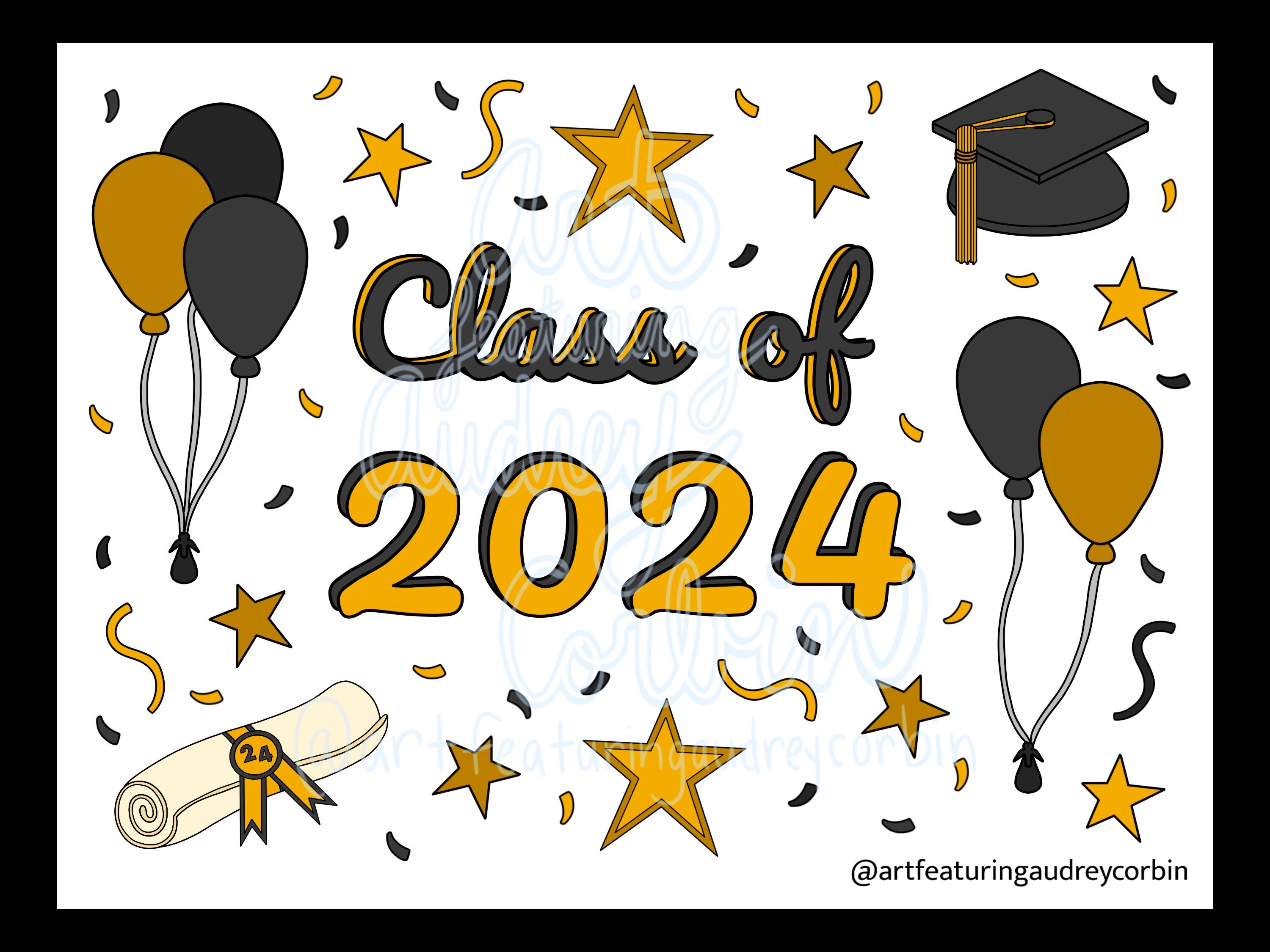 Class of 2024 Graduation Coloring Page for Kids and Adults Instant ...
