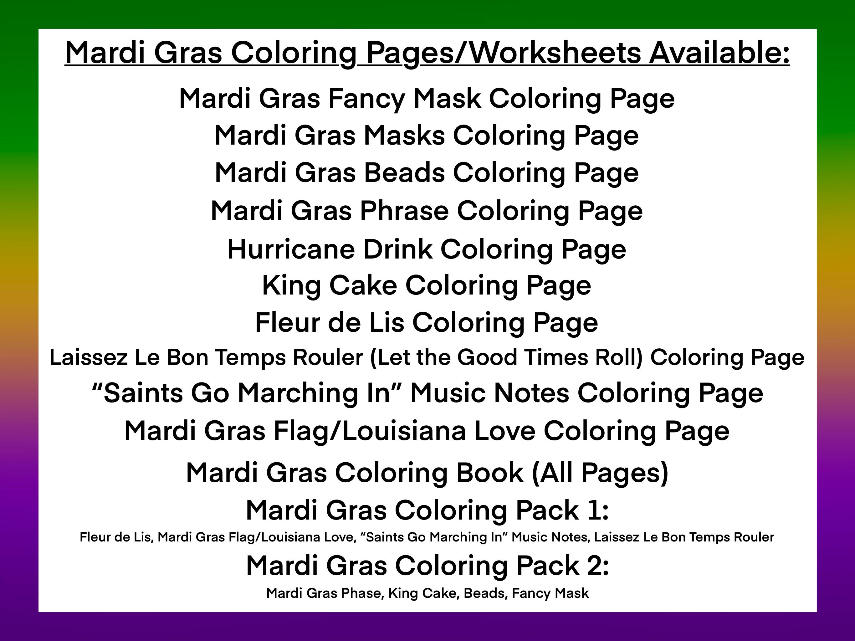 Mardi Gras Beads Coloring Page for Kids and Adults Instant Download ...