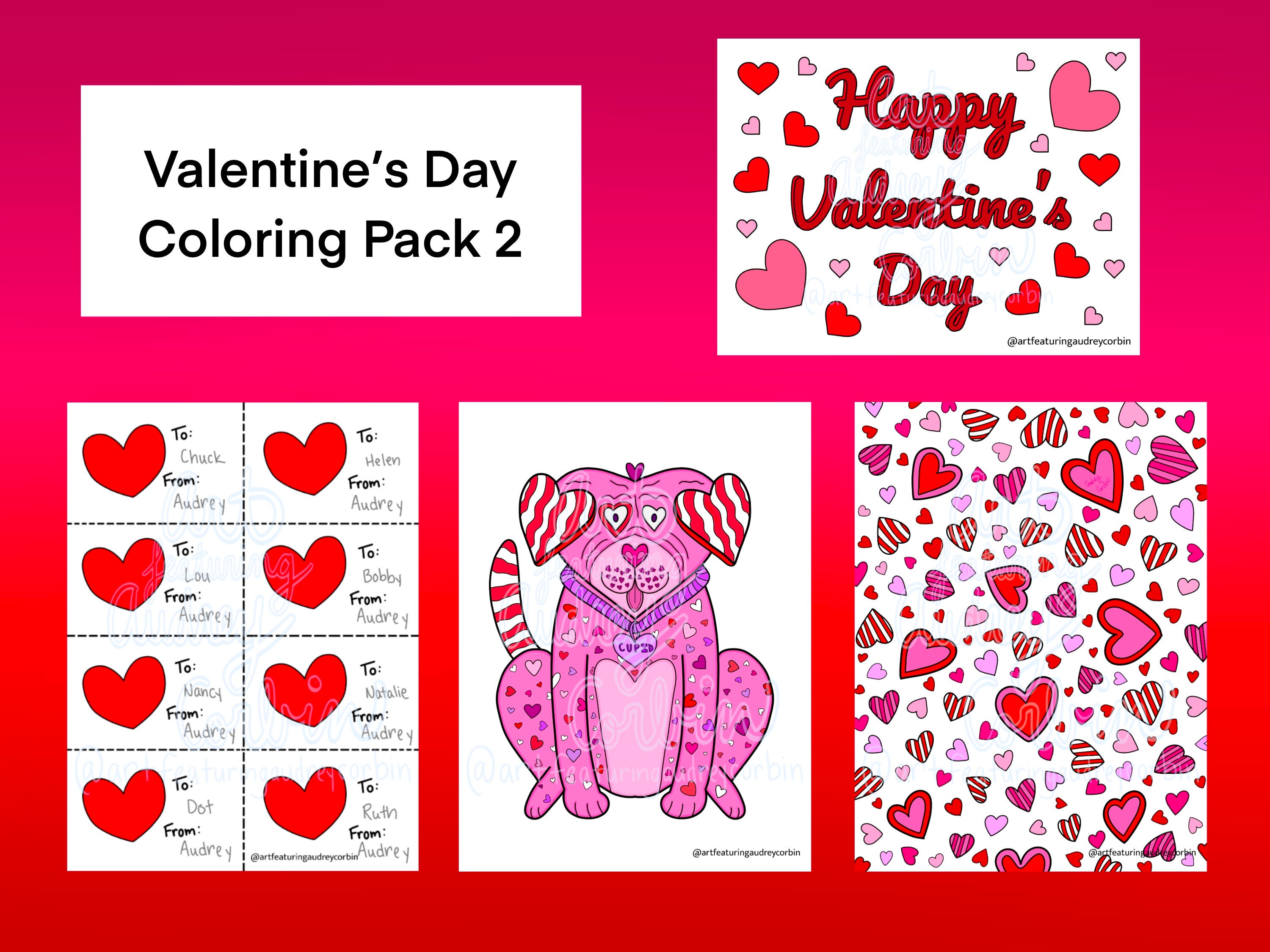Pack 2 Valentine's Day Coloring Pages for Kids and Adults Instant ...