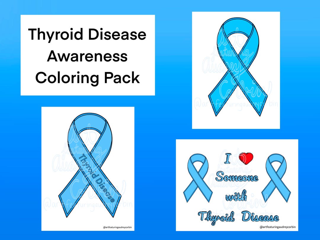 Thyroid Disease Awareness Coloring Pages Ribbon Designs for Kids and ...
