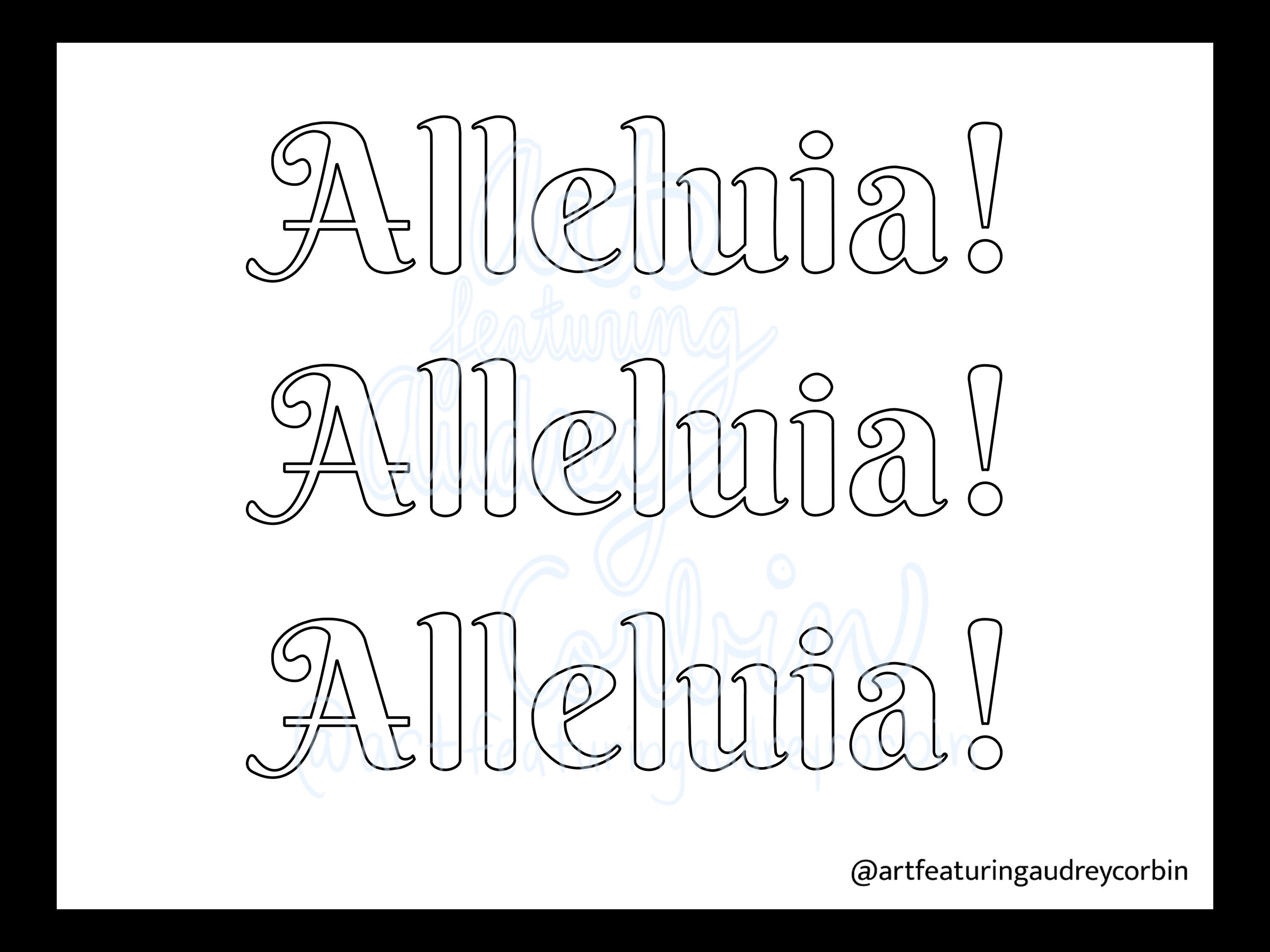 Religious Alleluia Easter Coloring Page for Kids and Adults Instant ...