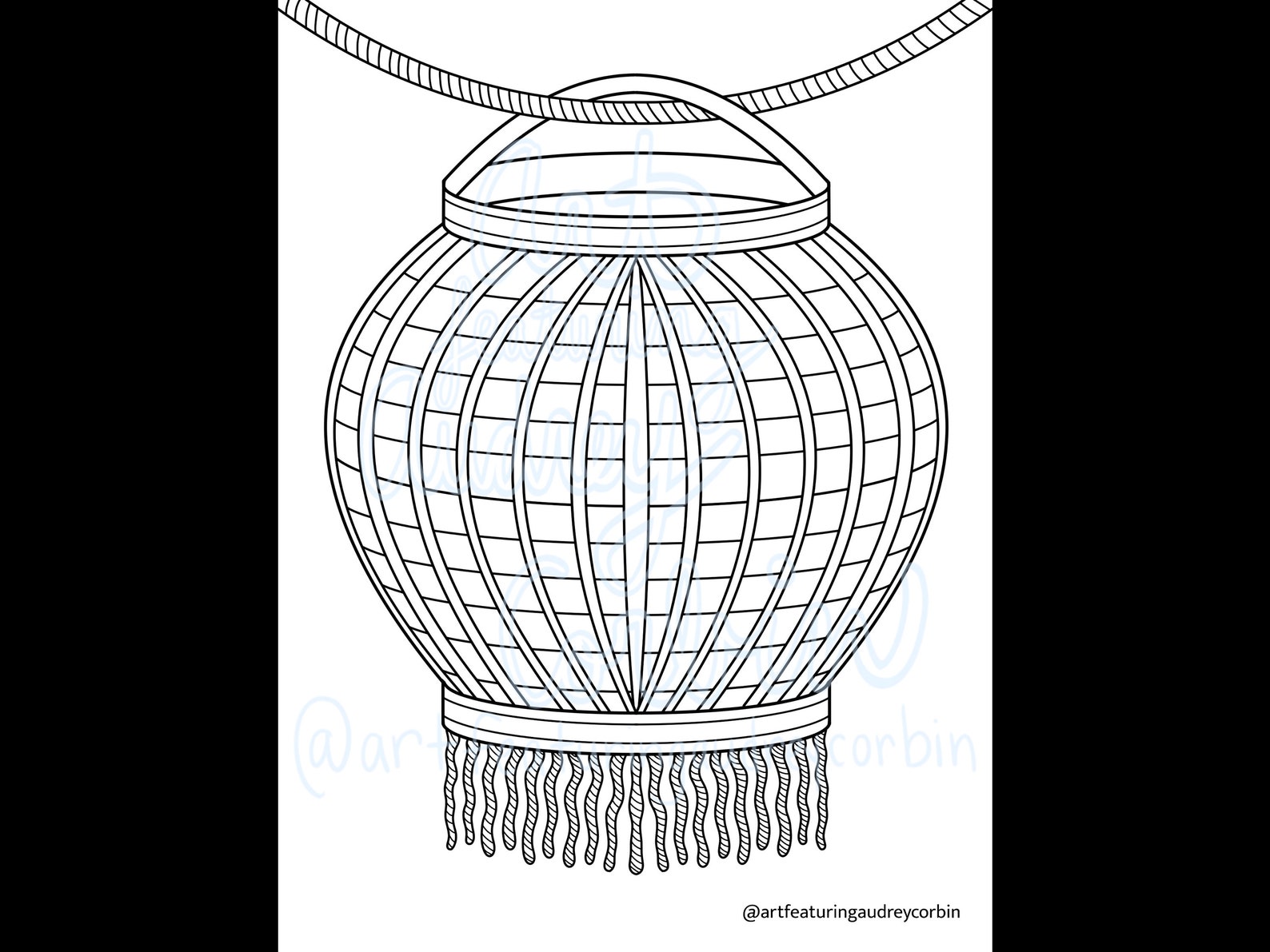 Lunar New Year Paper Lantern Coloring Page for Kids and Adults Instant ...
