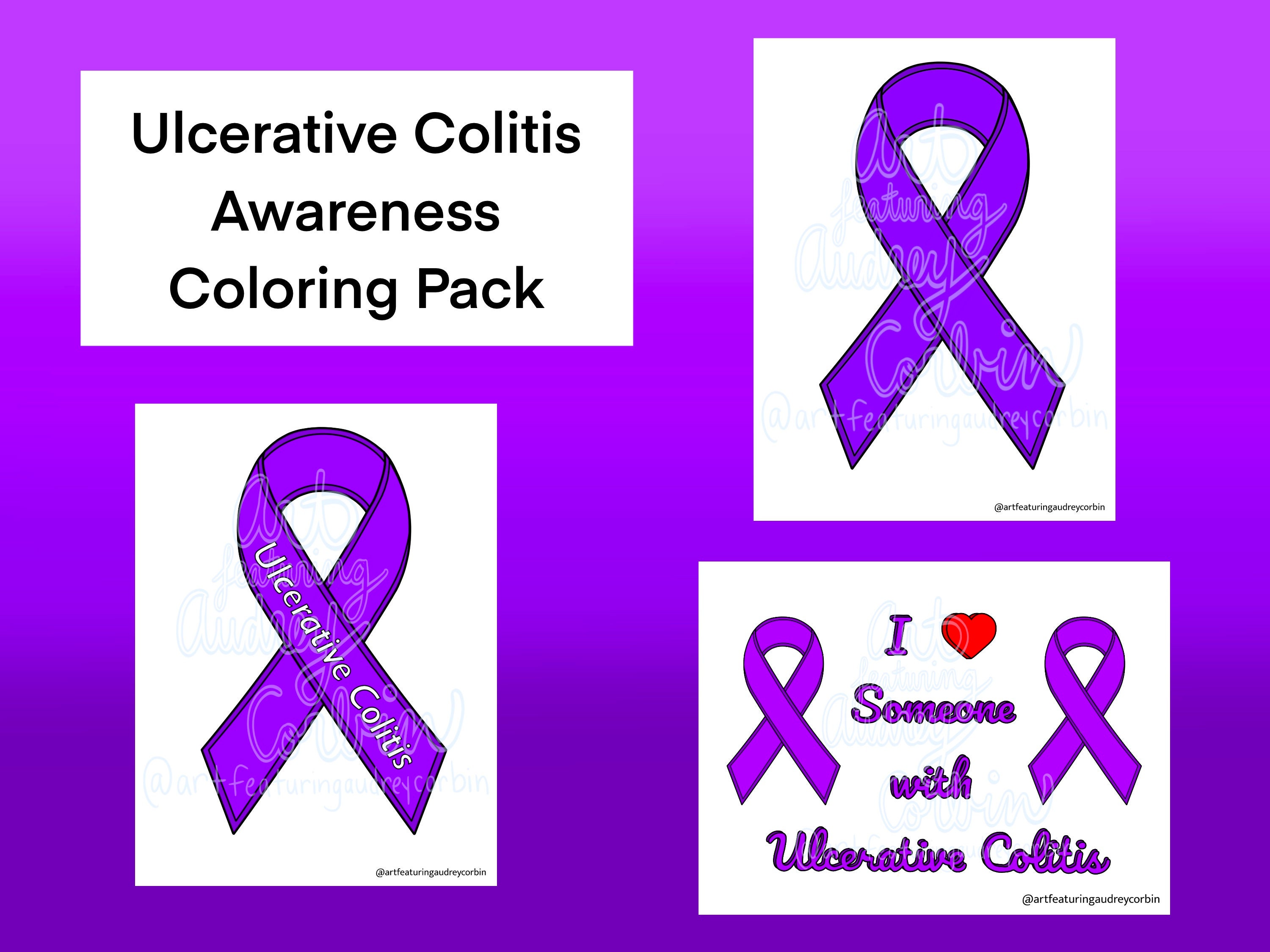 Ulcerative Colitis Awareness Coloring Pages Ribbon Designs for Kids and ...