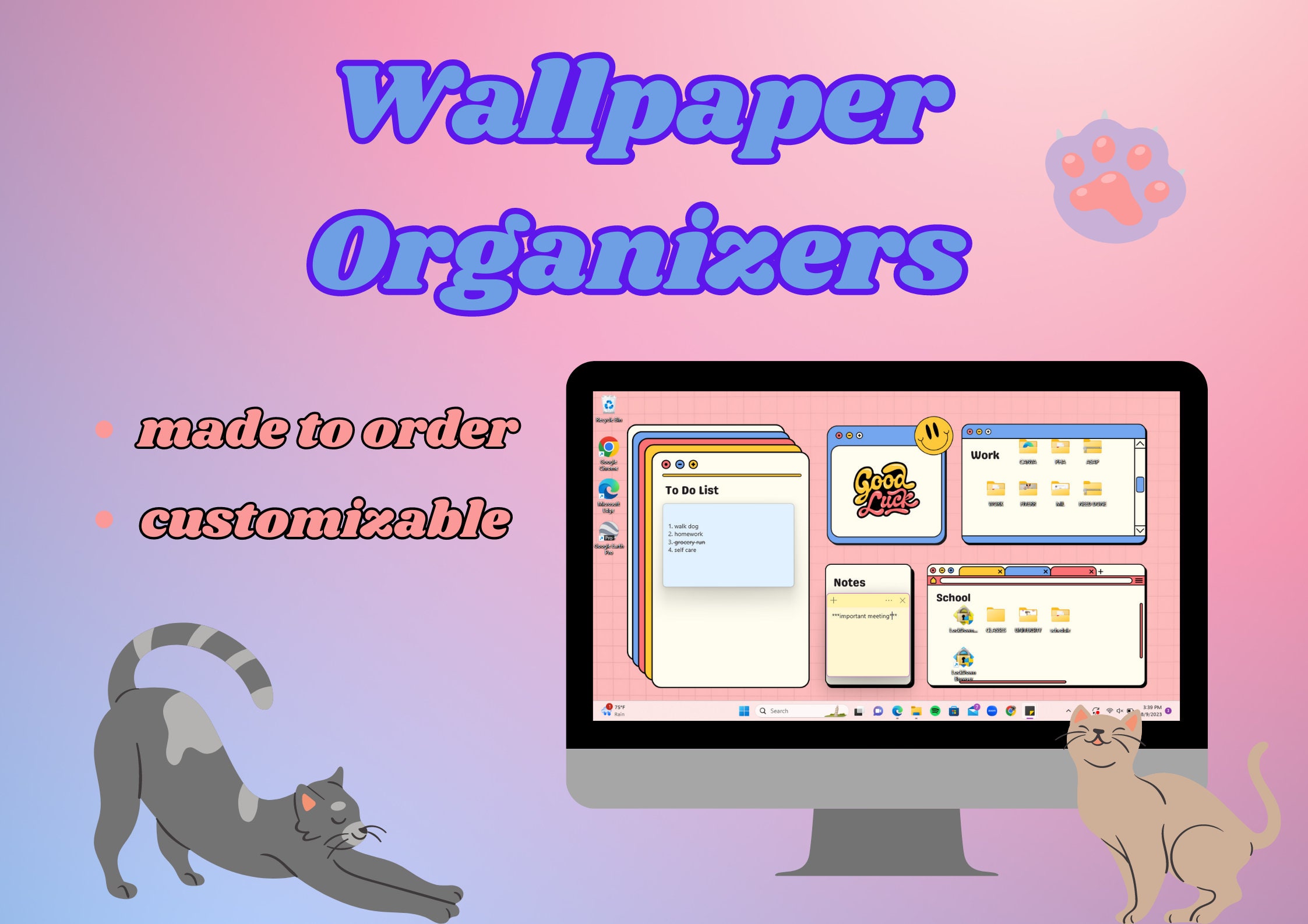 Customizable Desktop Organizer Wallpaper - Etsy