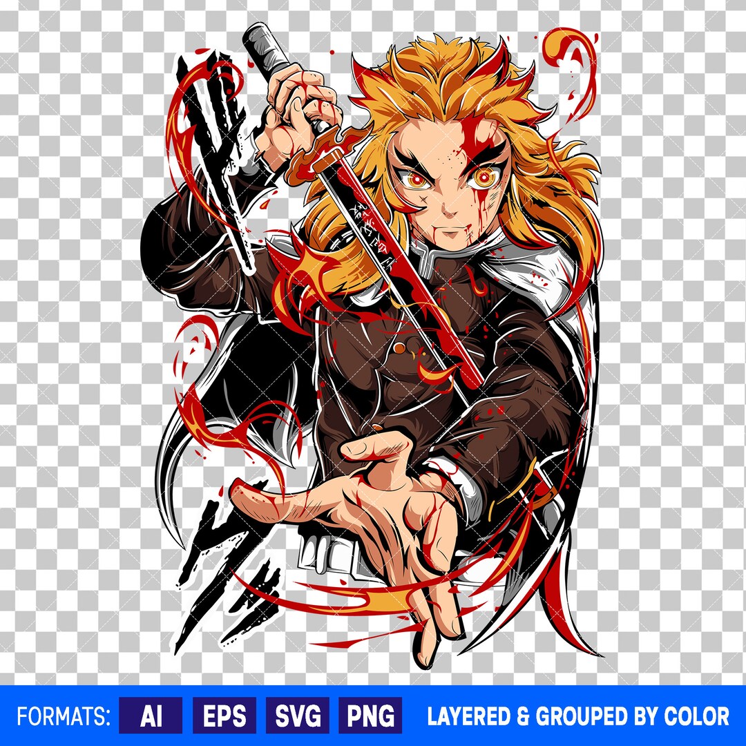 Premium Anime Vector File, Layered & Grouped by Color, Ready for DTF ...