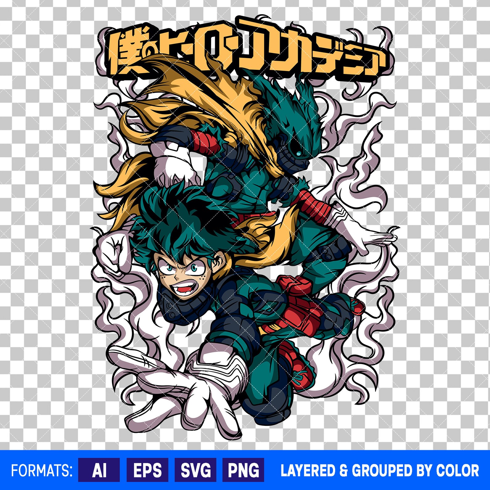 Premium Anime Vector File, Layered & Grouped by Color, Ready for DTF ...