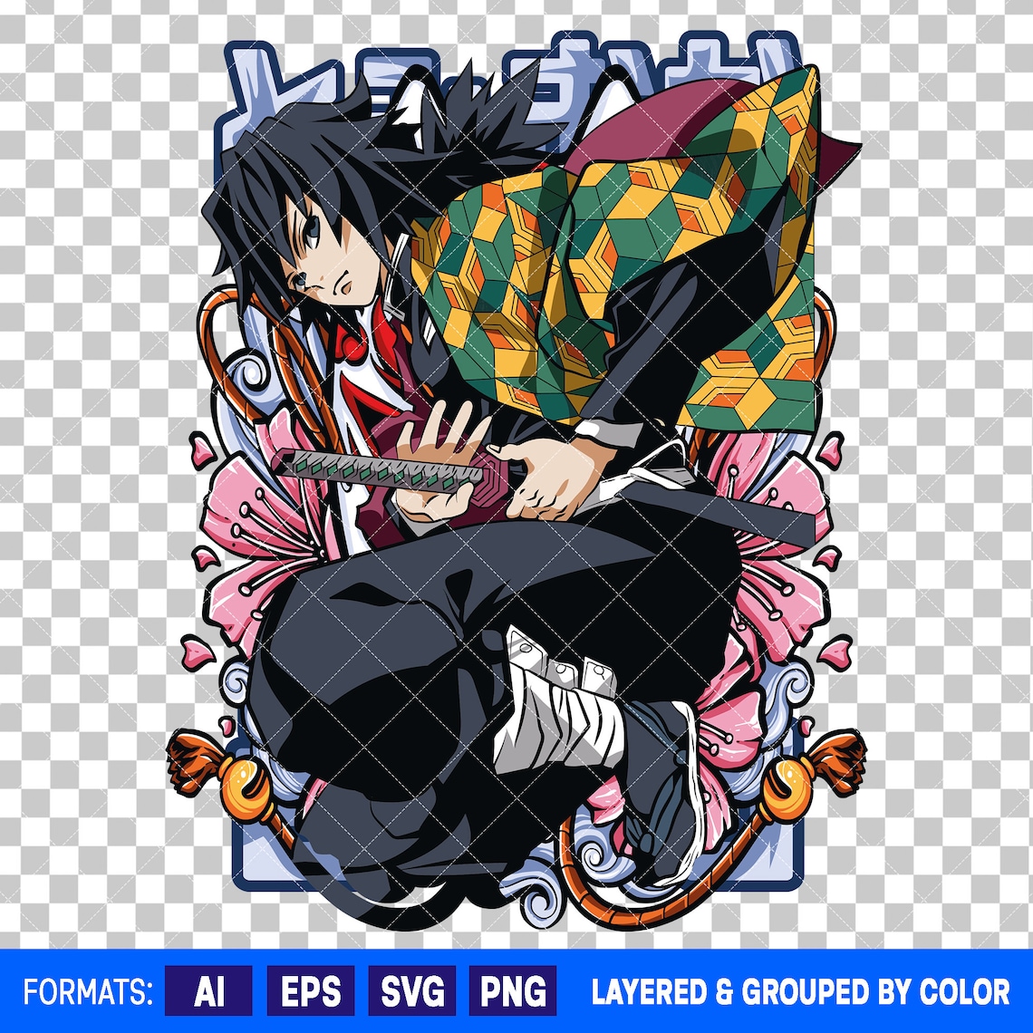 Premium Anime Vector File, Layered & Grouped by Color, Ready for DTF ...