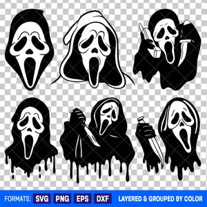 Ghost Face Svg Bundle, Ghost Svg, Face Svg, Halloween Svg, Halloween ...