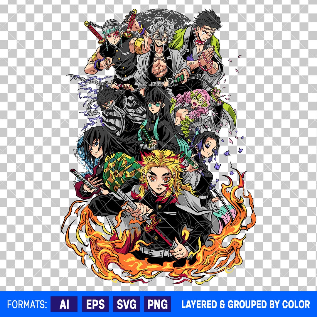 Premium Anime Vector File, Layered & Grouped by Color, Ready for DTF ...