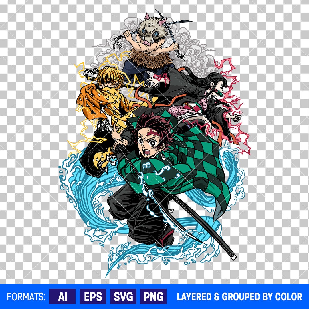 Premium Anime Vector File, Layered & Grouped by Color, Ready for DTF ...