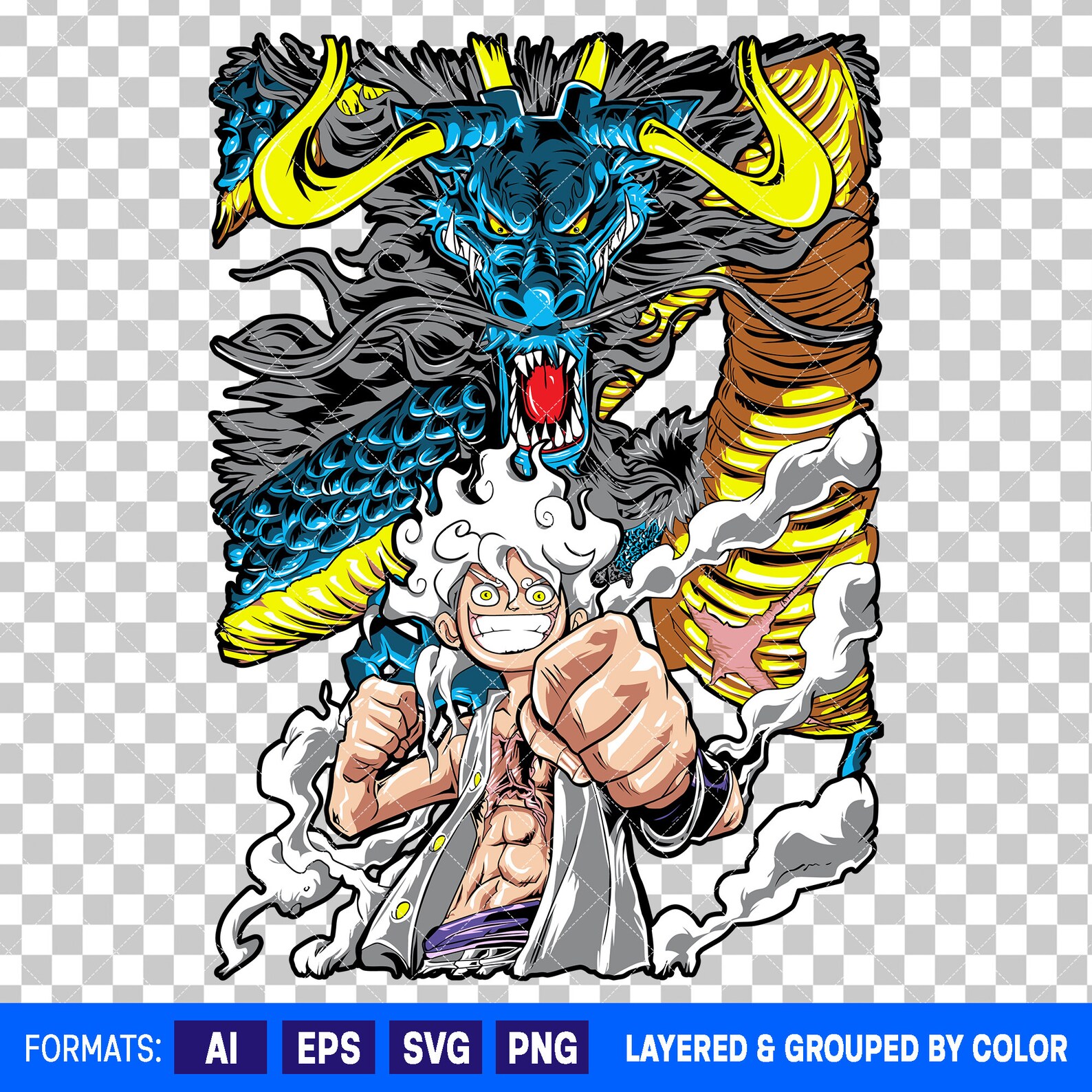 Premium Anime Vector File, Layered & Grouped by Color, Ready for DTF ...
