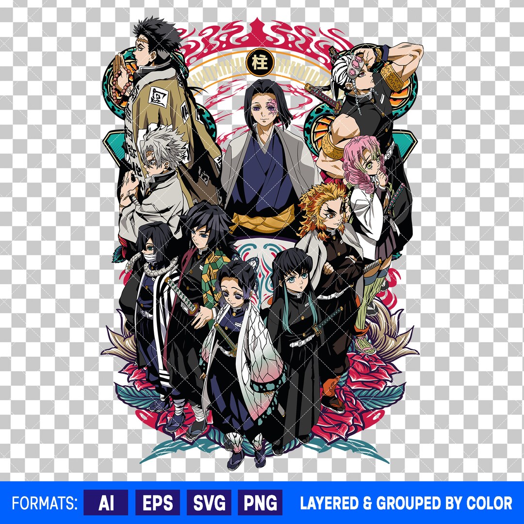 Premium Anime Vector File, Layered & Grouped by Color, Ready for DTF ...