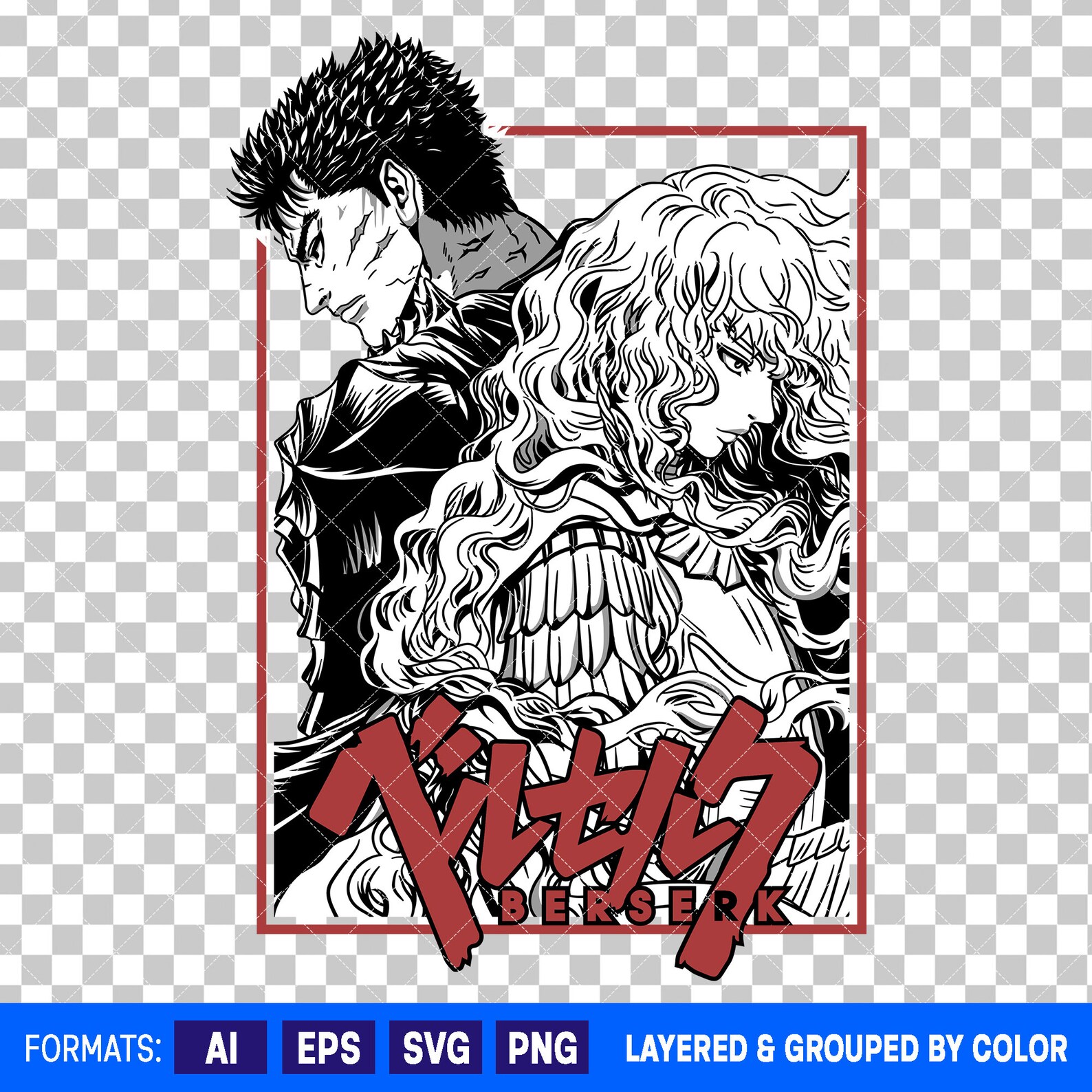 Premium Anime Vector File, Layered & Grouped by Color, Ready for DTF ...