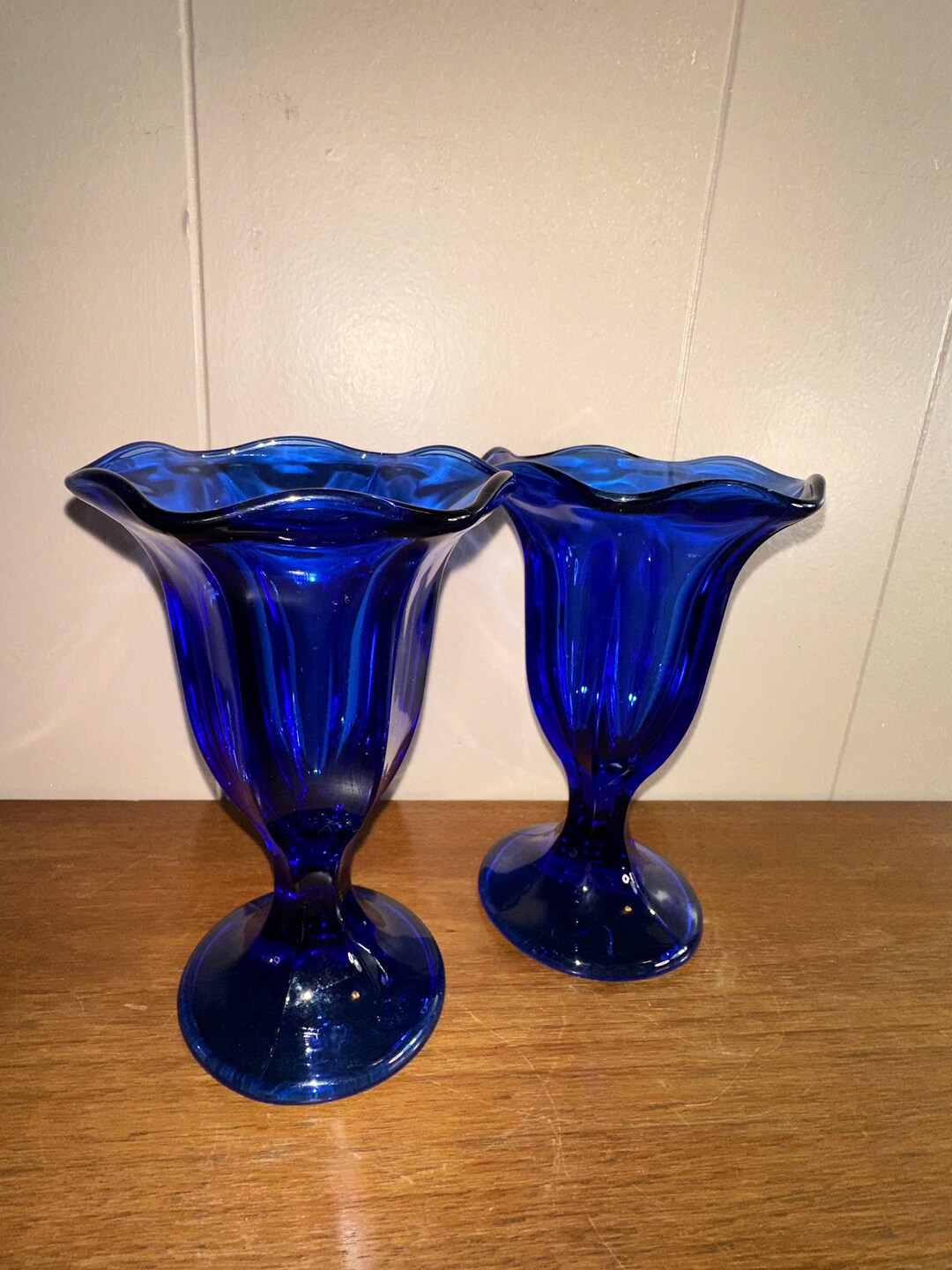 Vintage Cobalt Blue Glass Set - Etsy