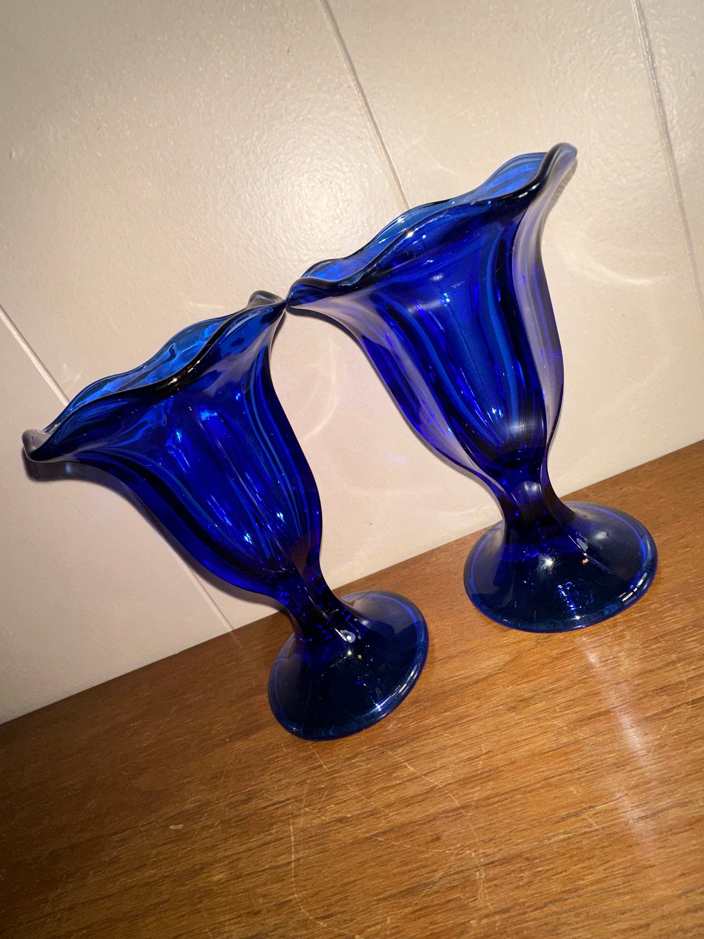 Vintage Cobalt Blue Glass Set - Etsy