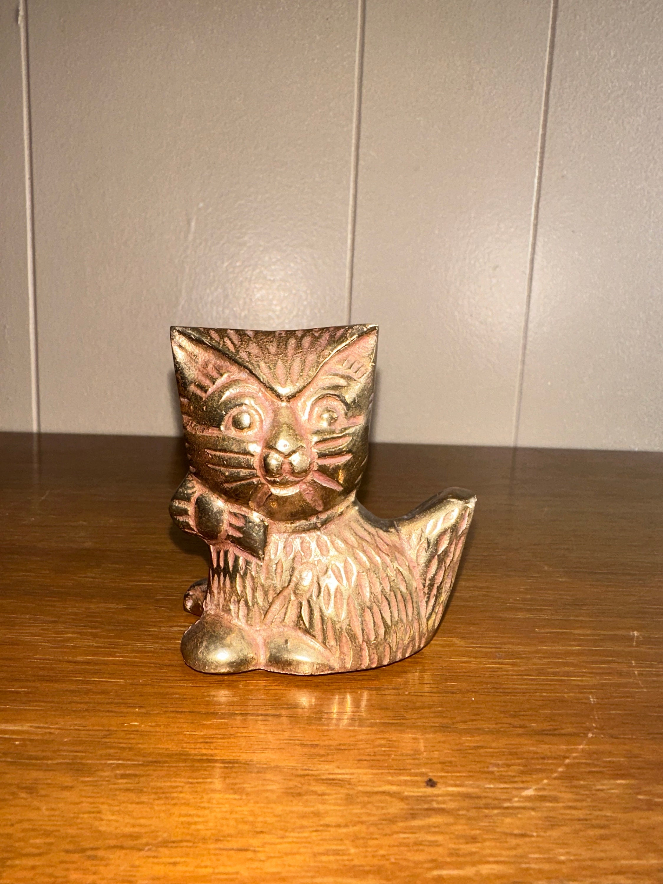 Vintage Miniature Brass Cat - Etsy