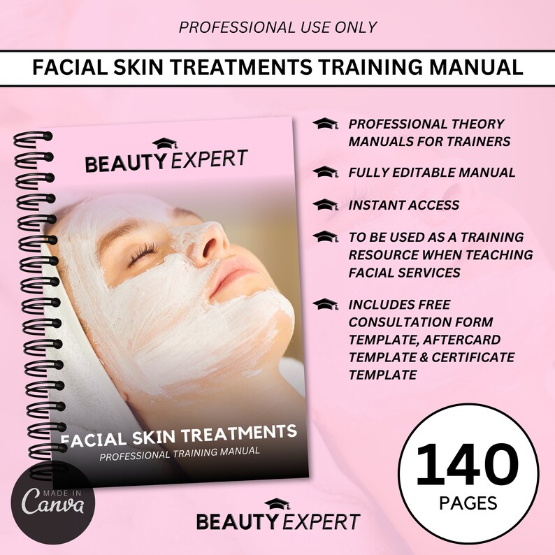 Facial Skin Treatments Editable Training Manual - Instant Download PLUS ...