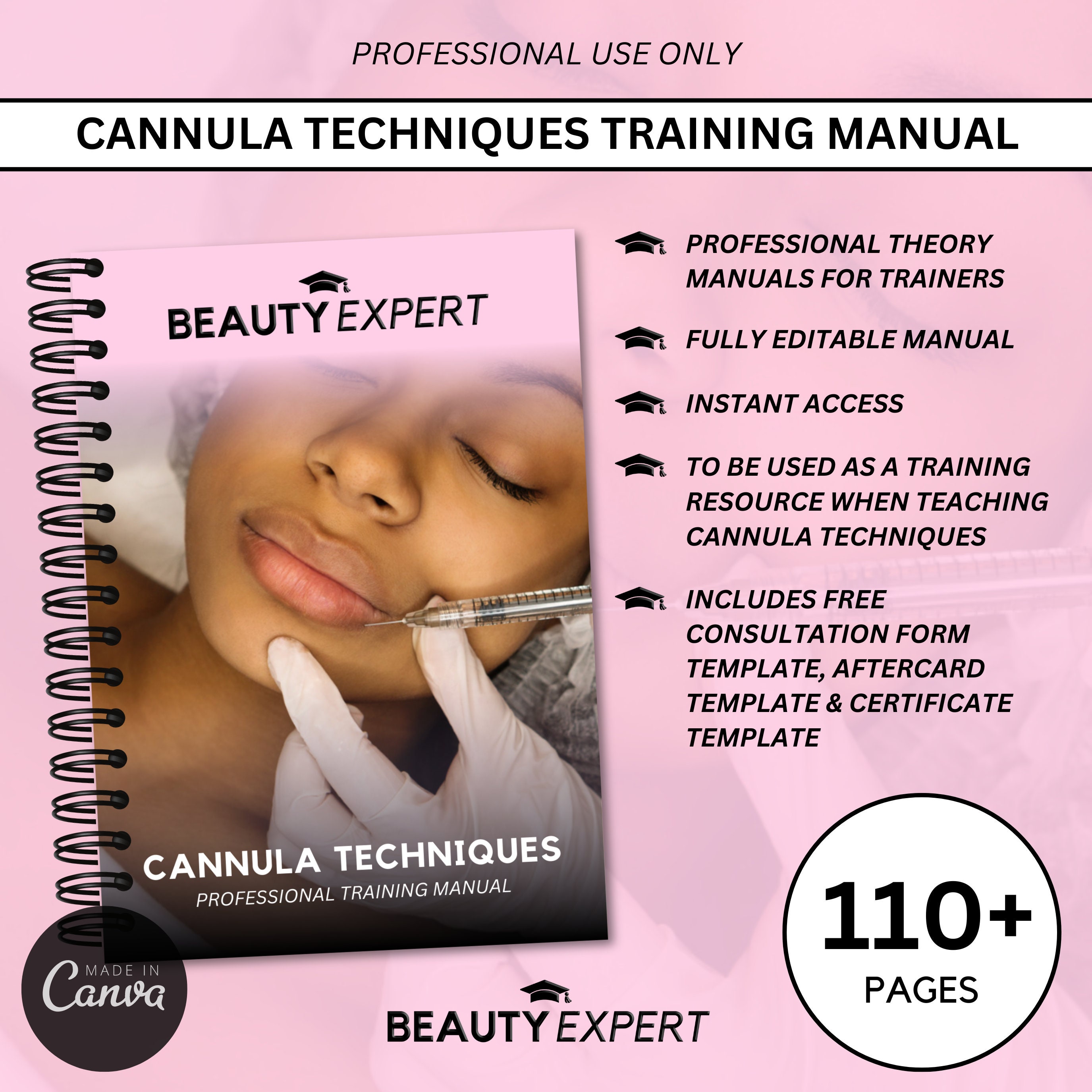 Cannula Techniques Fully Editable Canva Training Manual - Instant ...