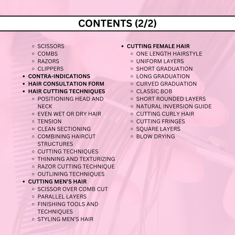 Cutting Hair Editable Training Manual - Instant Download PLUS Free ...