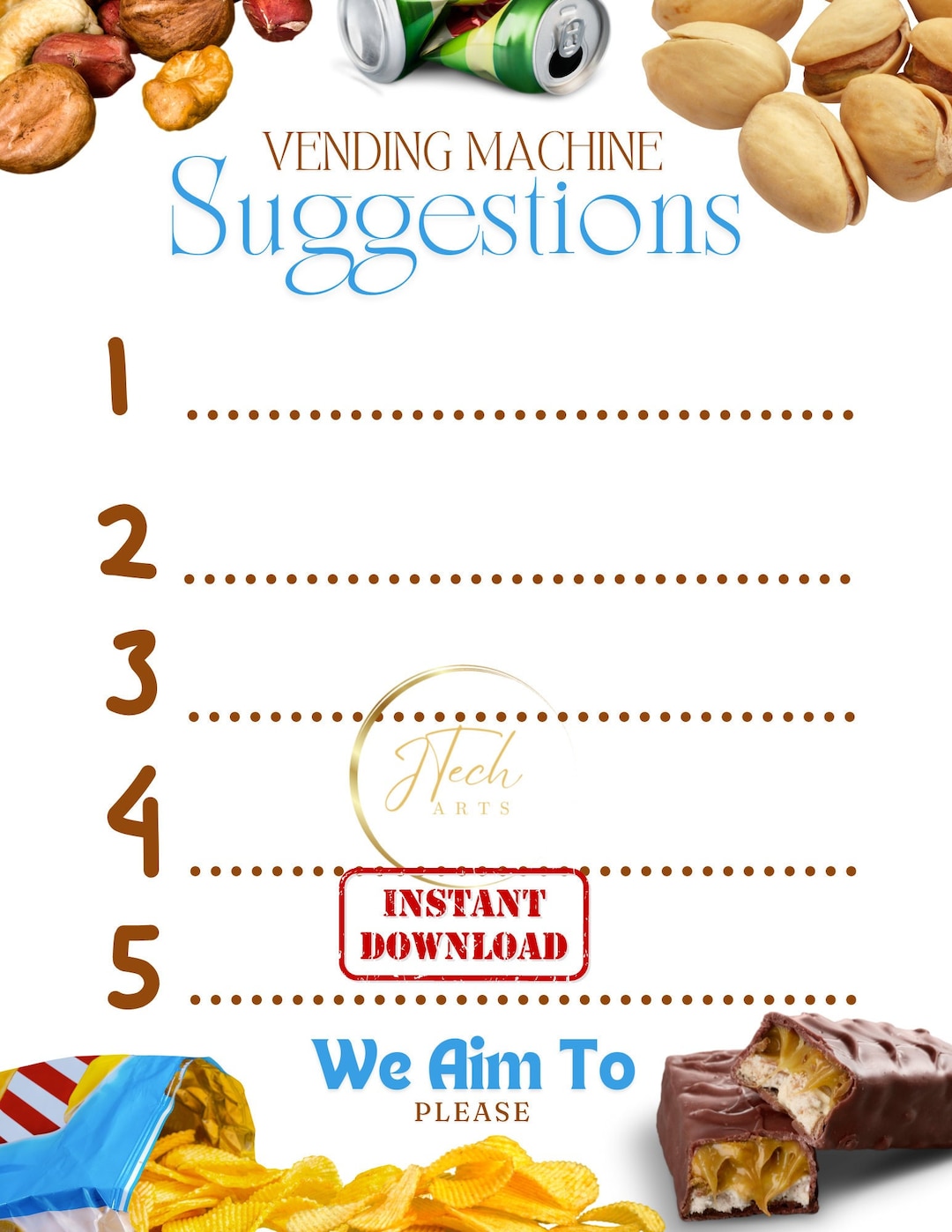 Vending Machine Suggestion, Flyer, Suggestion Card, Vending Machine ...