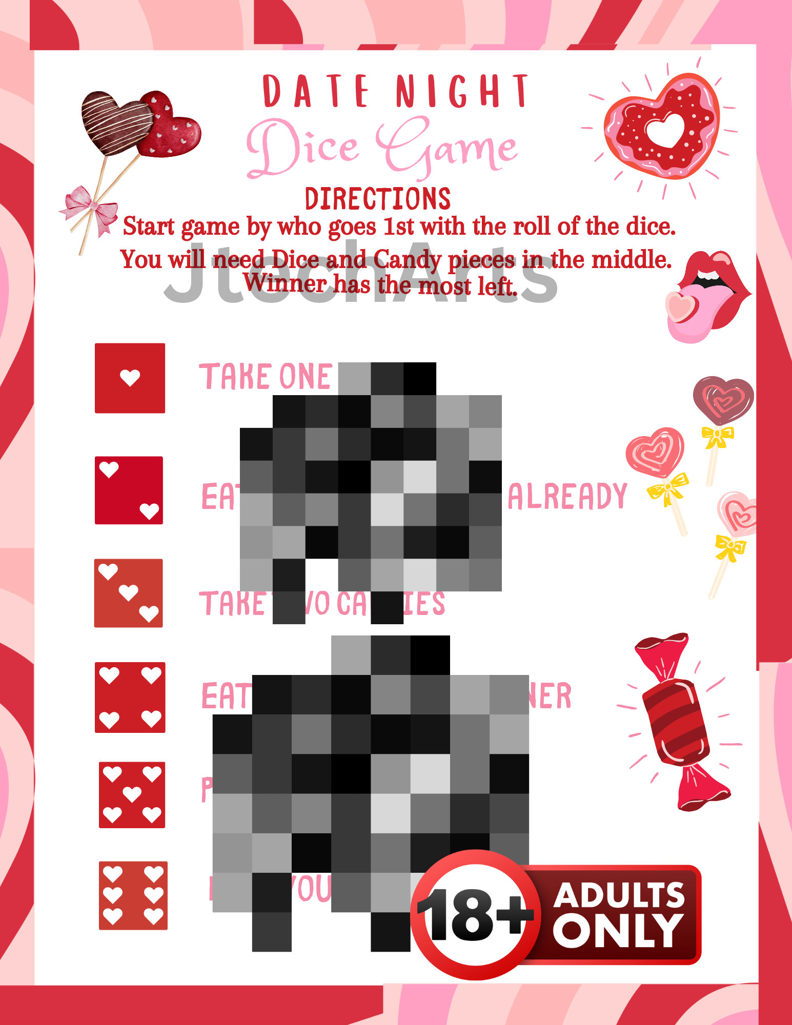Date Night Dice Game, PNG, Printables, Printable, Couples Game, Adult ...