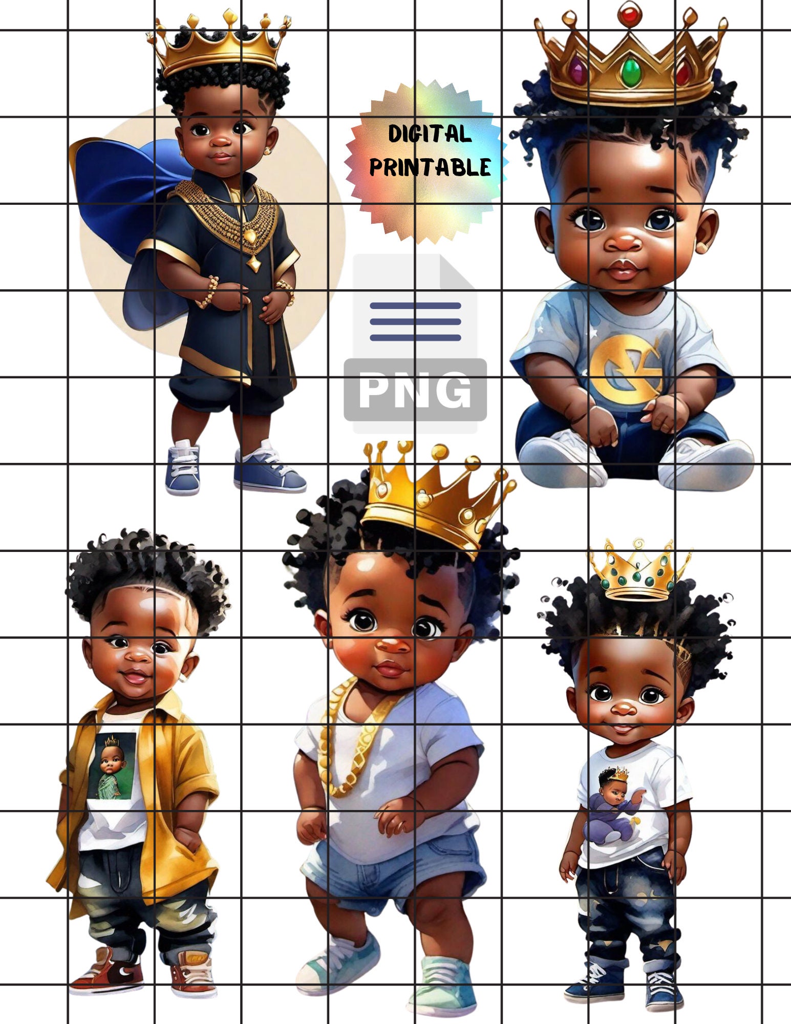 Black Boy Prince, Kids Png, Kids Clipart, Clipart, Baby Shower, Baby ...