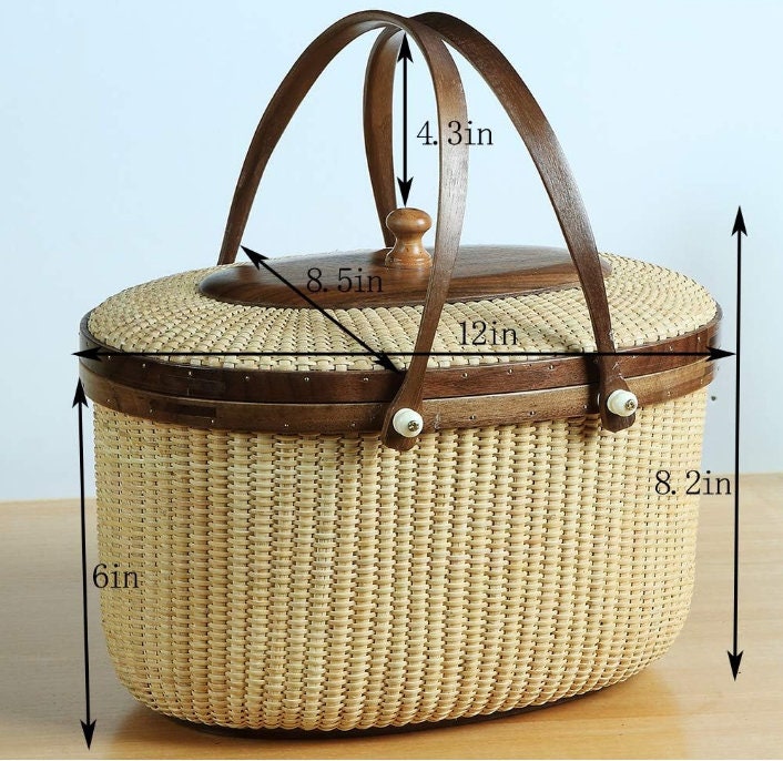 Nantucket Basket Picnic Basket Rattan Handmade Products Woven - Etsy